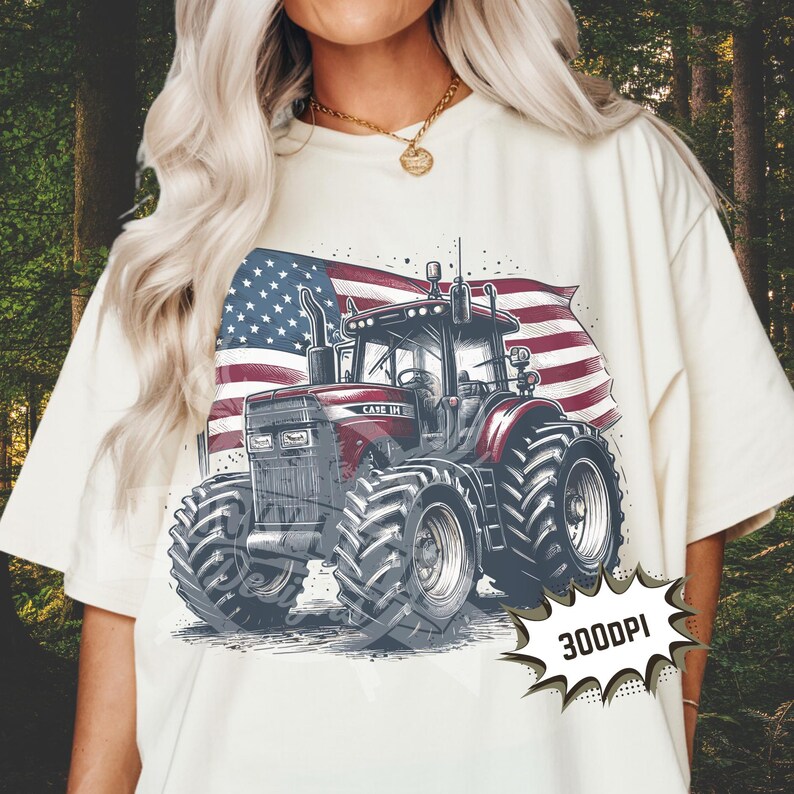 Patriotic Tractor PNG: Vintage Farming Shirt Design (digital Download ...