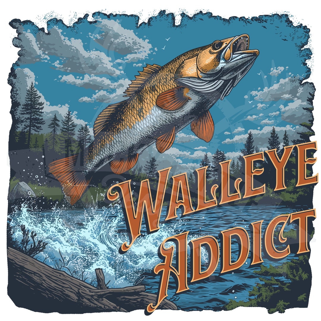 Walleye Fishing Png | Jumping Walleye Png | Funny Walleye Shirt Design ...