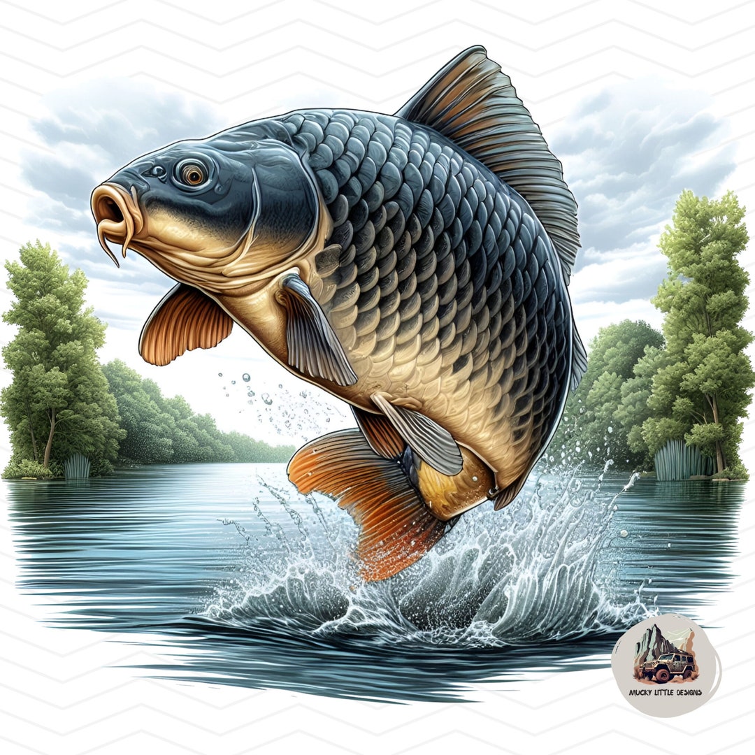 Jumping Carp Png Common Carp Sublimation Design Transparent Background ...