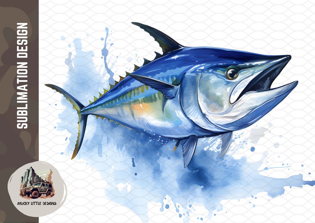 Jumping Bluefin Tuna PNG: Sea Fishing Sublimation Design (digital ...