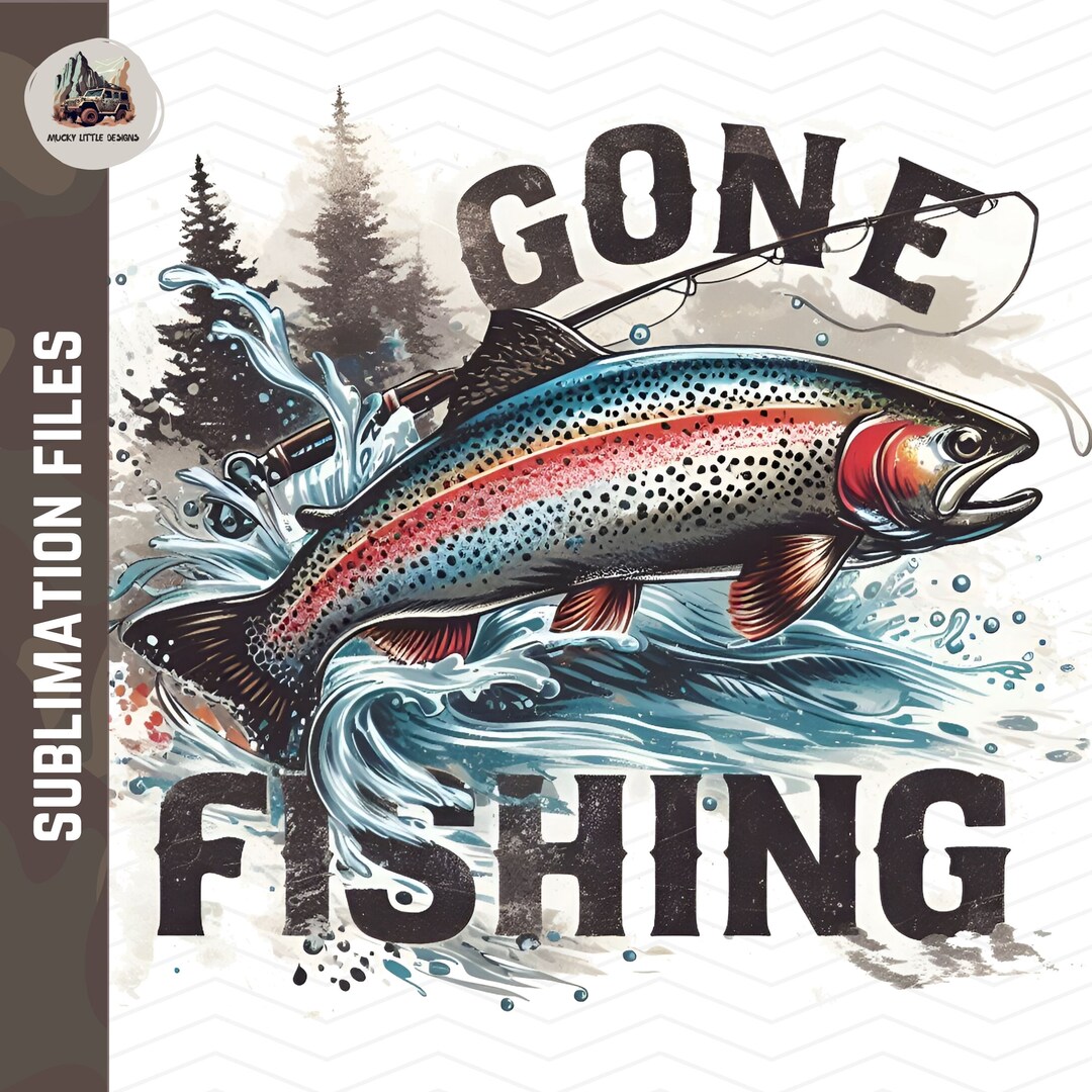Trout Fishing Sublimation Design: Fisherman PNG (digital Download) - Etsy
