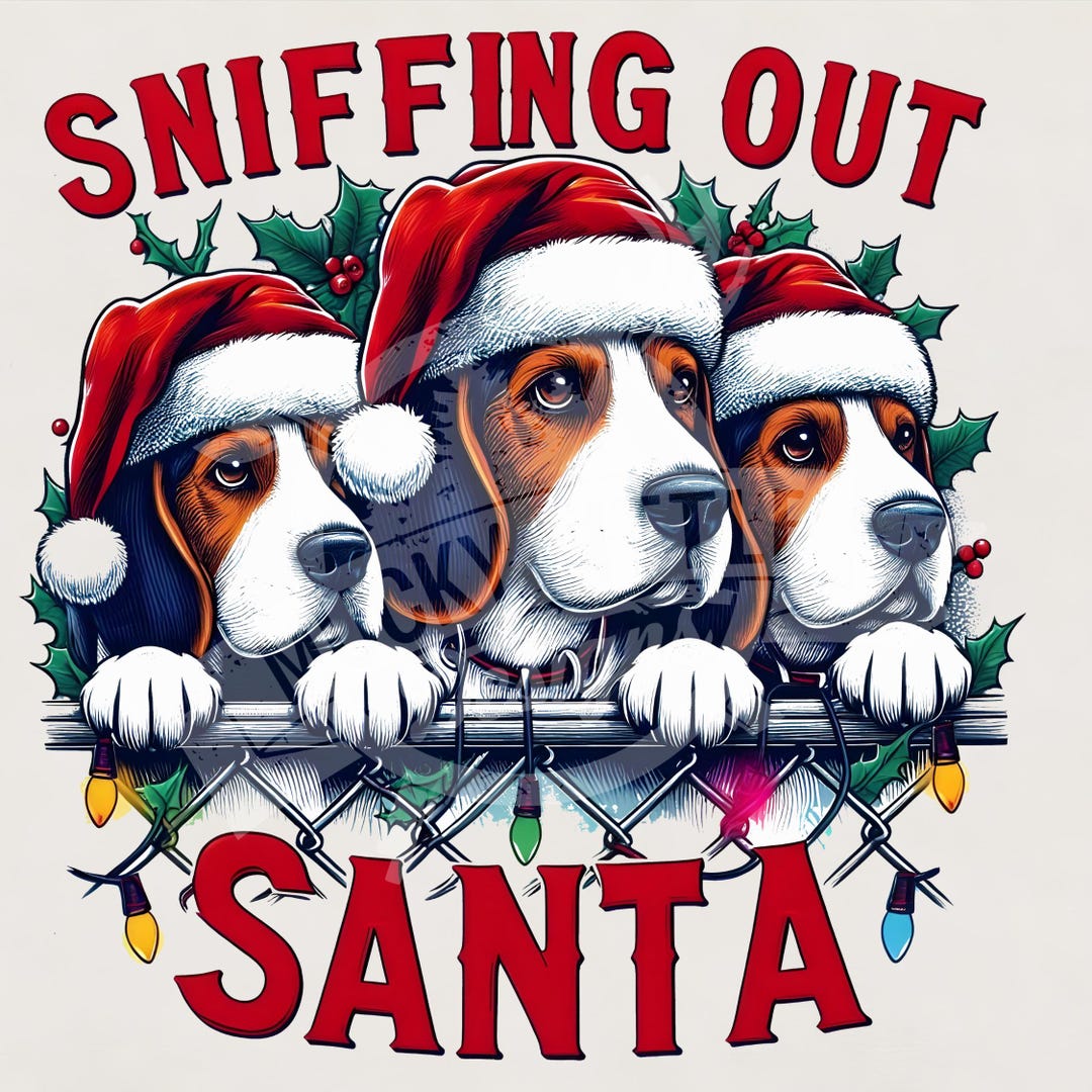 Blue Tick Coonhound Christmas PNG | Santa Hunting Dog Image (digital ...