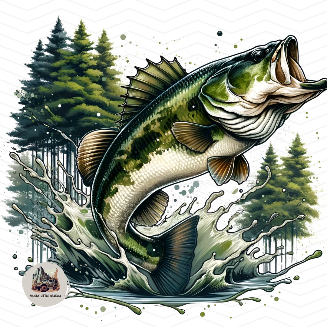 Lake Jumping Camo Bass Fish Png | Bass Fishing Sublimation Design Camo ...