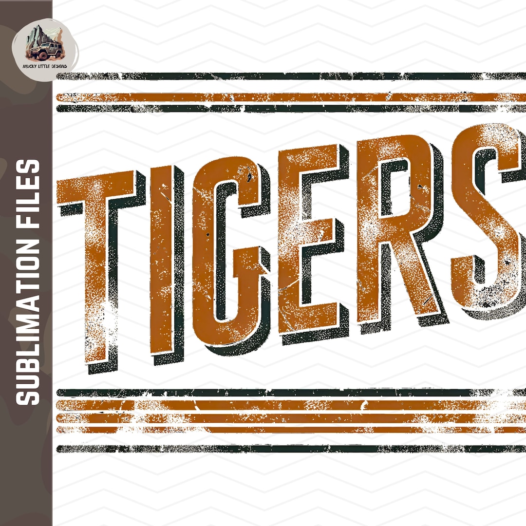 Tigers Text Logo Png | Retro Tiger Png | T-shirt Sublimation Digital ...