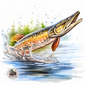 Pike Transparent Background Png Watercolor Pike Fishing Art - Etsy