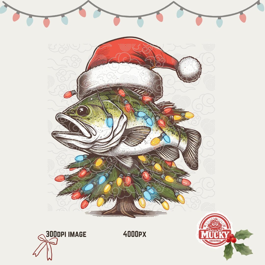 Bass Christmas Tree PNG, Funny Fishing Shirt Design (digital Download ...