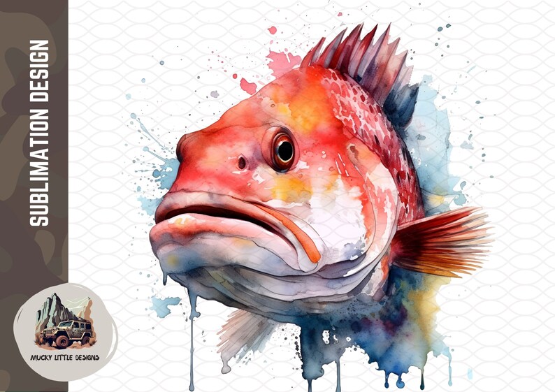 Red Snapper PNG: Watercolor Fish Sublimation Design (digital Download ...