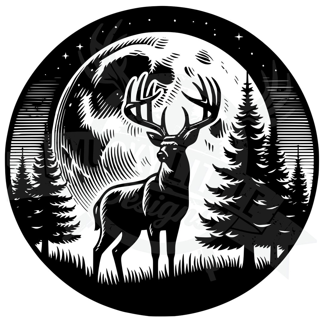 Proud Deer Svg, Whitetail Deer SVG, Big Buck in the Moon Svg, Deer ...