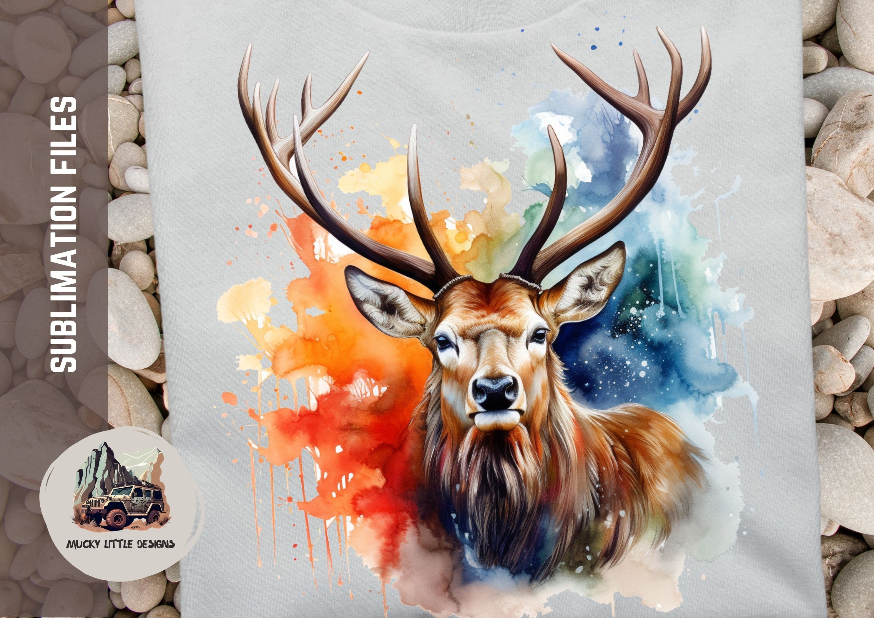 Colorful Elk Tumbler Wrap Png Elk Color Splash Sublimation Elk - Etsy