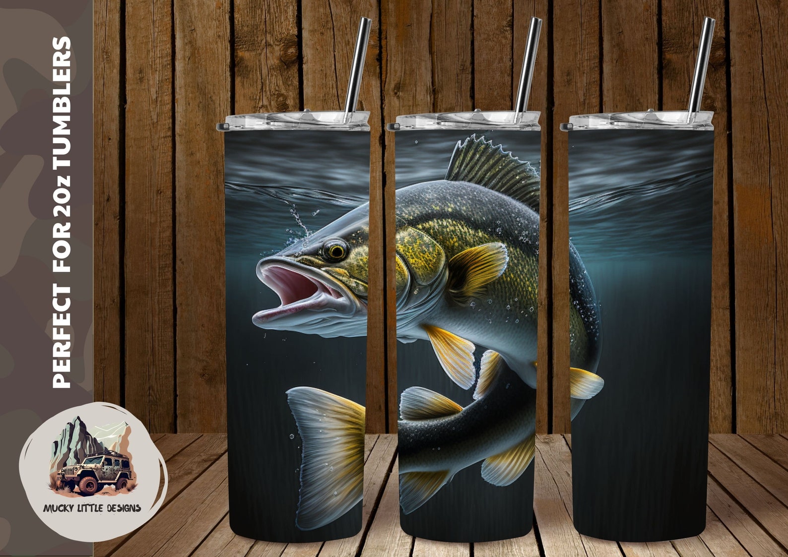 Walleye Sublimation Tumbler Design Downloads Walleye Straight - Etsy