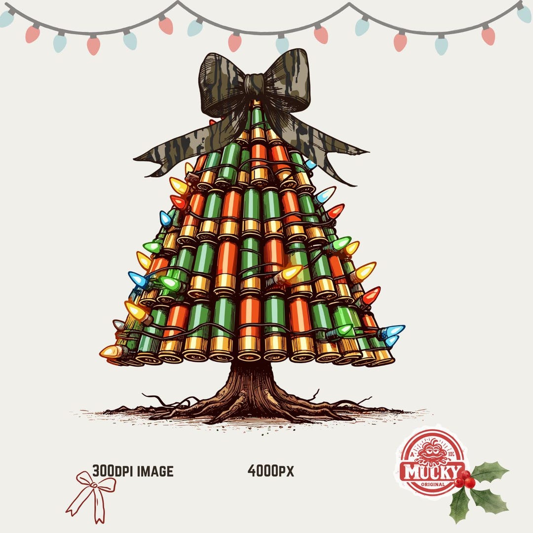 Shotgun Shell Christmas Tree Png, Christmas Hunting Shirt Png ...