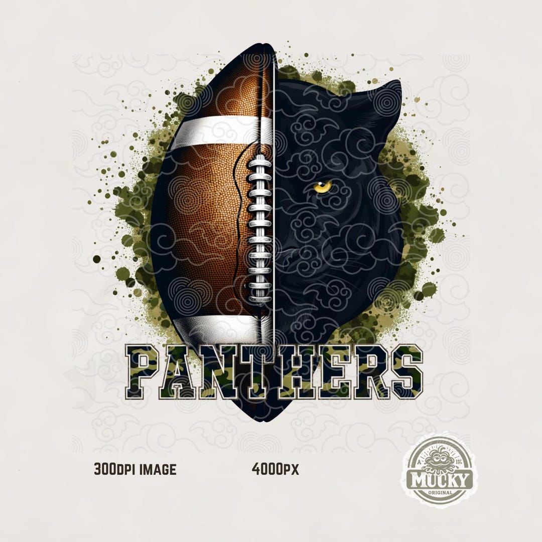 Panther Football PNG: Half Head Half Ball Mascot Design (digital ...
