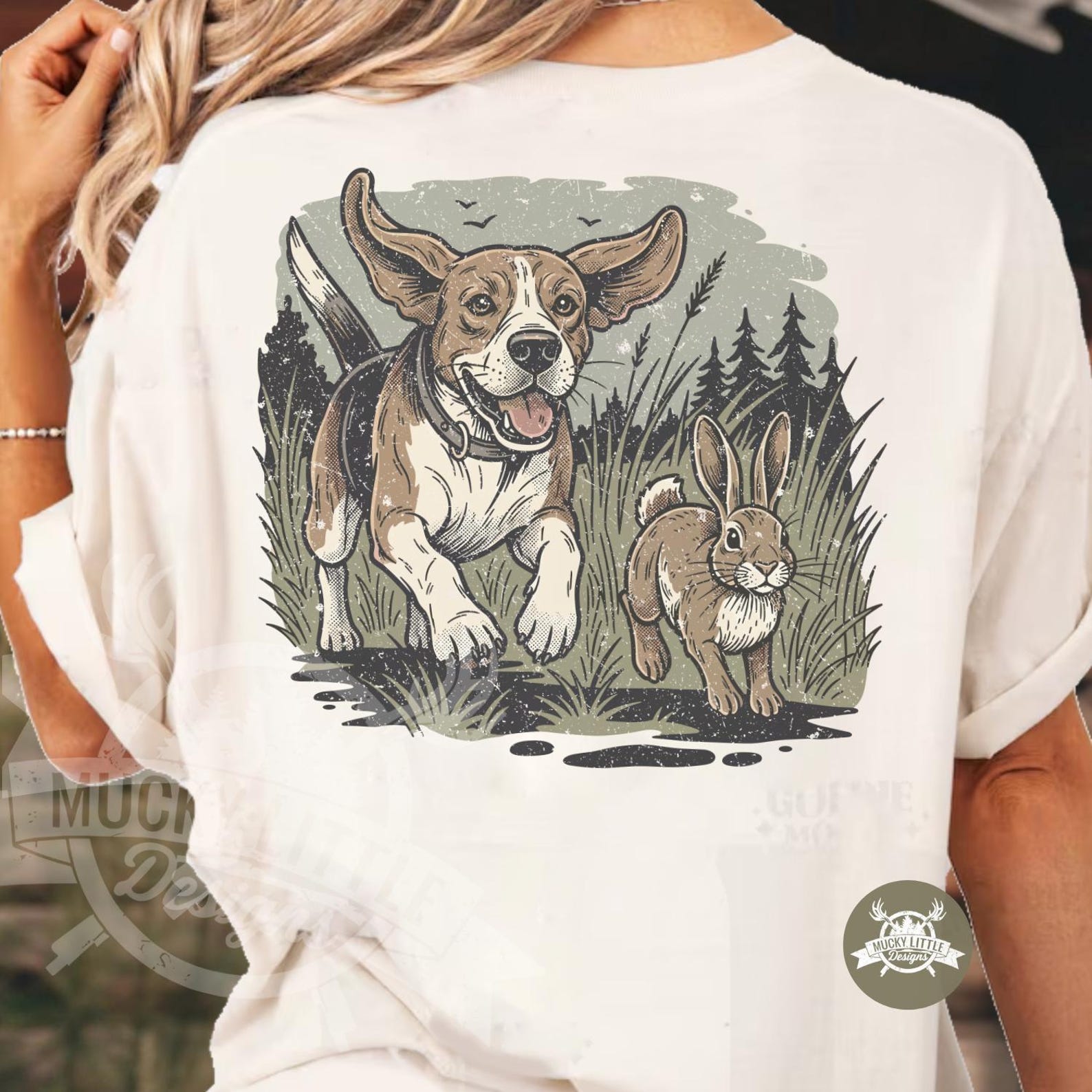 Beagle Hunting Hare PNG - Rabbit Hunting Sublimation Design (digital ...