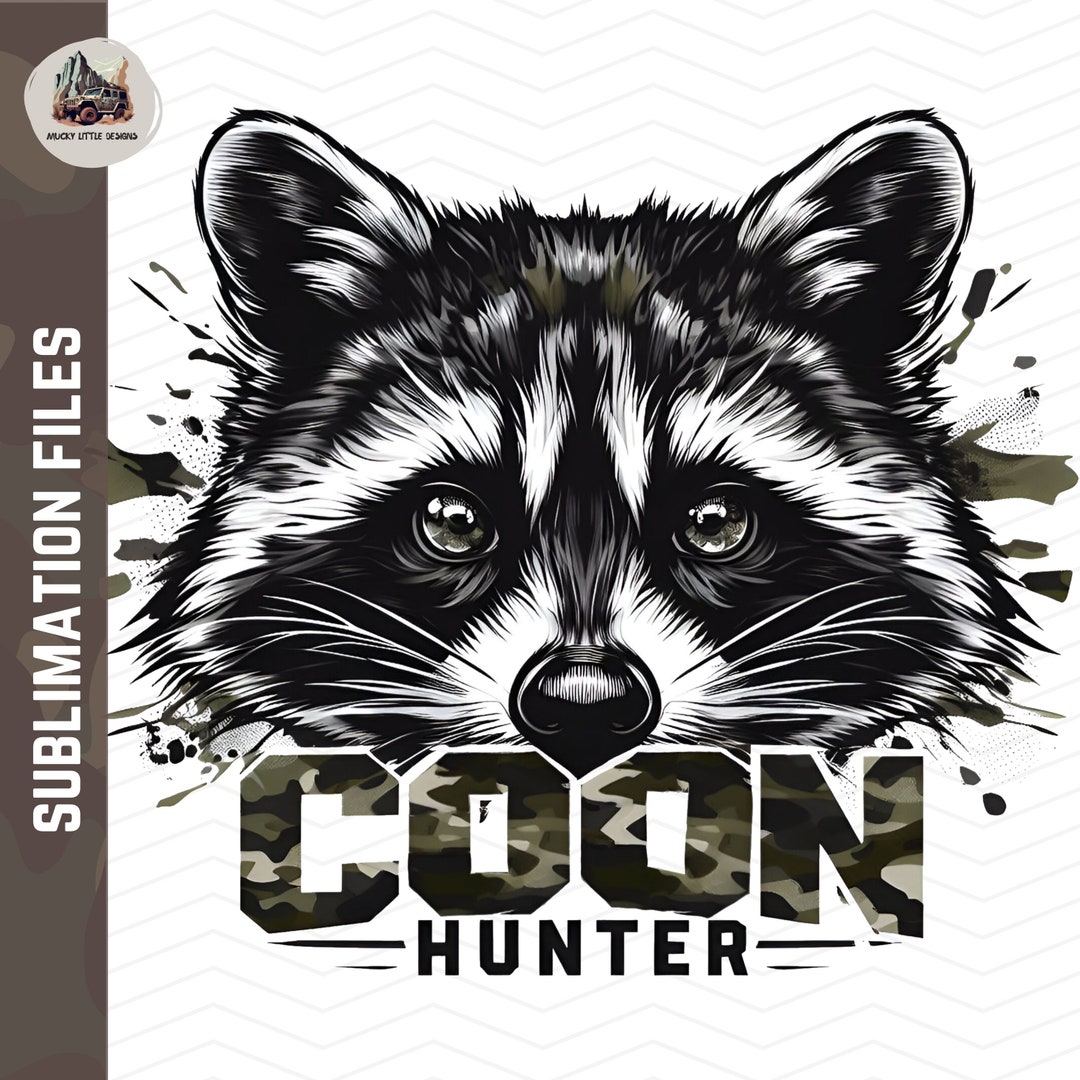 Raccoon Hunter PNG Digital Download Hunting Dog Sublimation PNG Raccoon ...