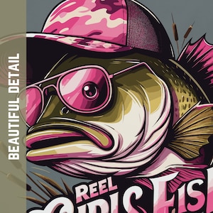 Reel Girls Fish Png Womans Fishing Shirt Design Png Lady Fishing ...