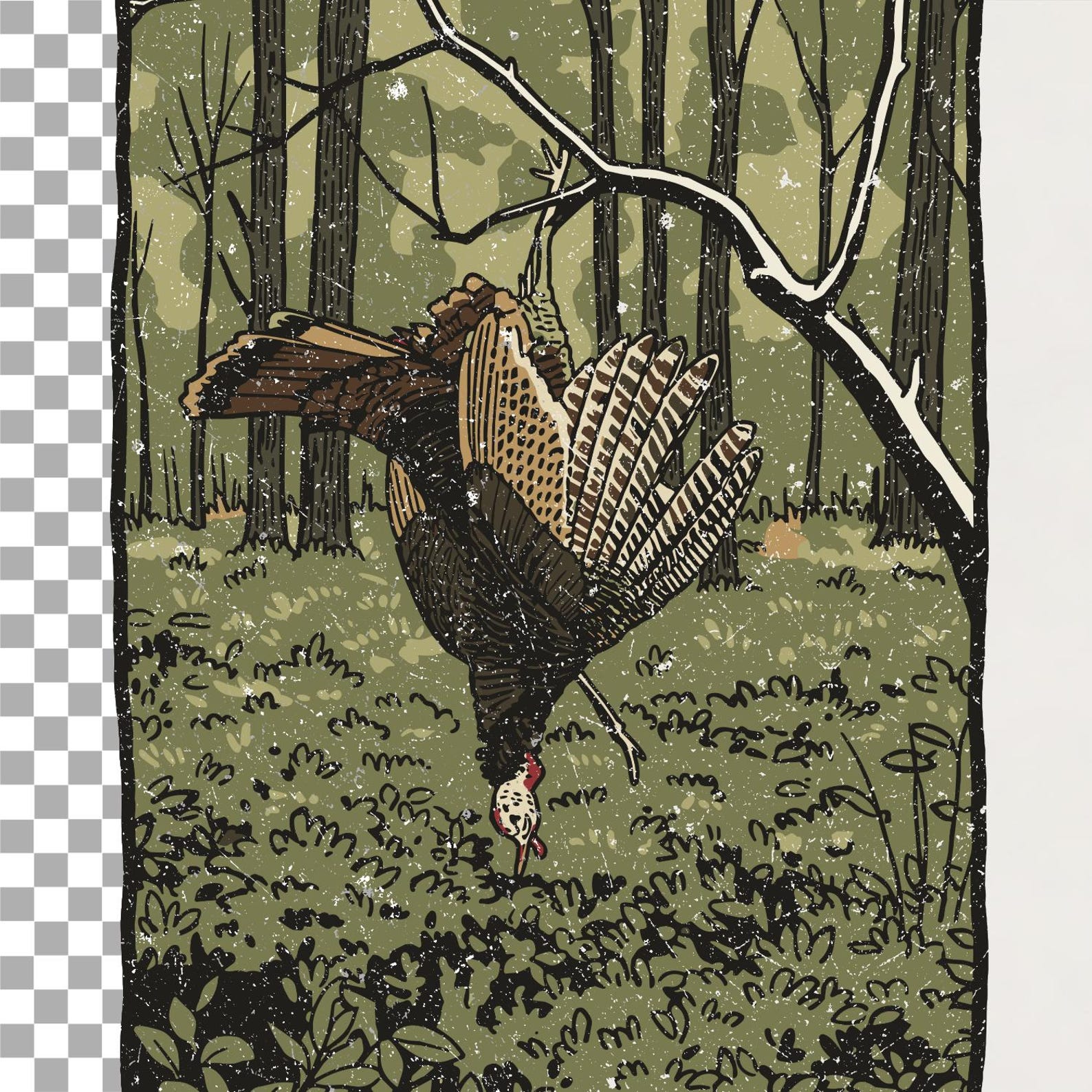 Hanging Turkey PNG: Wild Turkey Hunting Sublimation Image File (digital ...