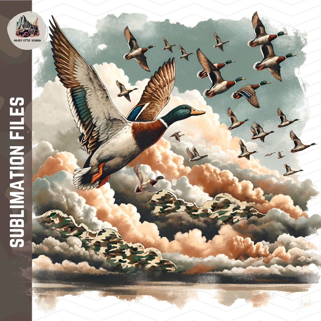 Flying Mallards Camo Duck Sublimation Duck Hunt Png Ducks Flying From ...