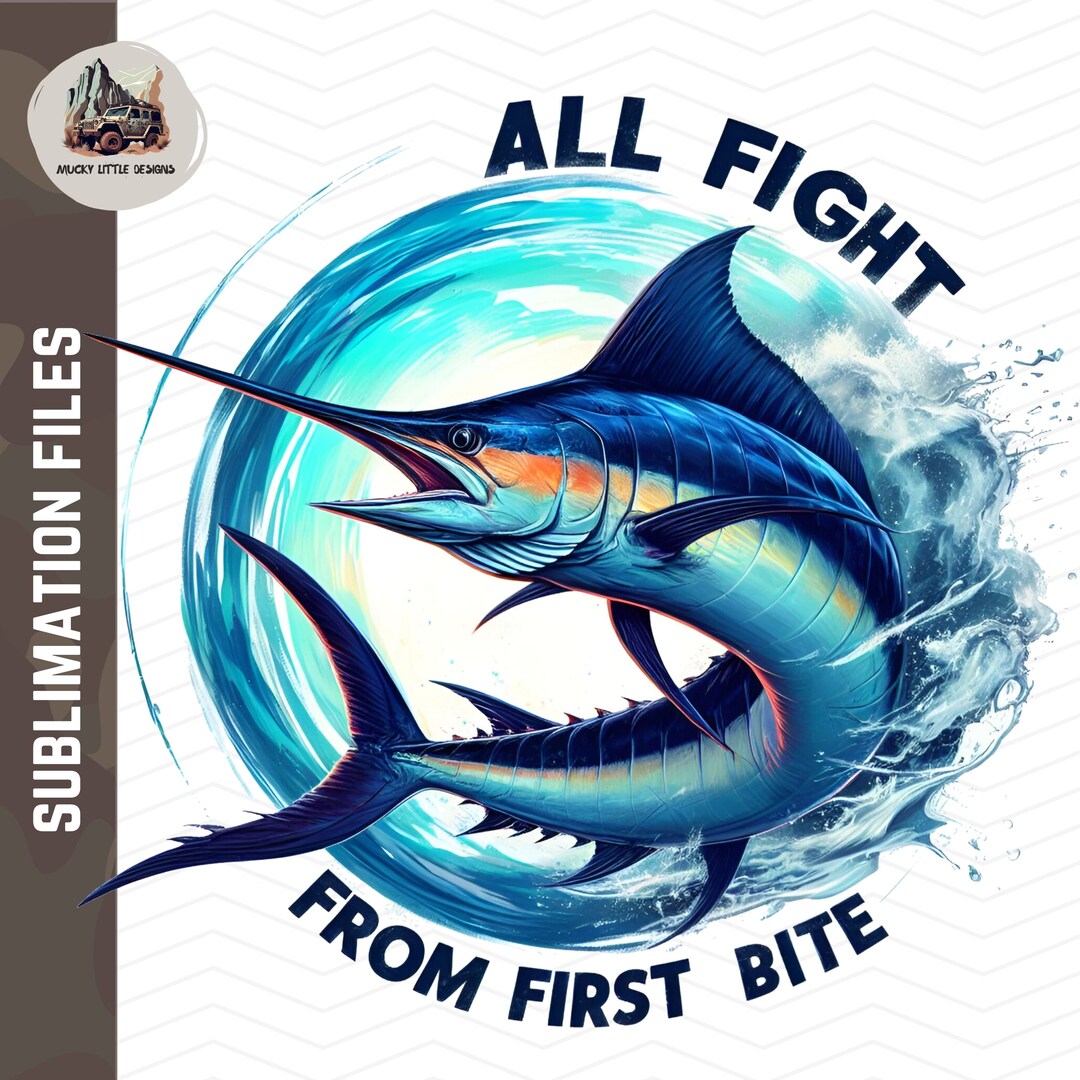 Blue Marlin Sea Fishing Sublimation Png | Marlin Tumbler Wrap Sea ...