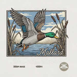 Flying Mallard Duck PNG: Duck Hunting Sublimation Print (digital ...