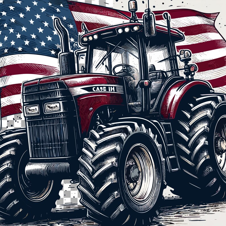 Patriotic Tractor PNG: Vintage Farming Shirt Design (digital Download ...