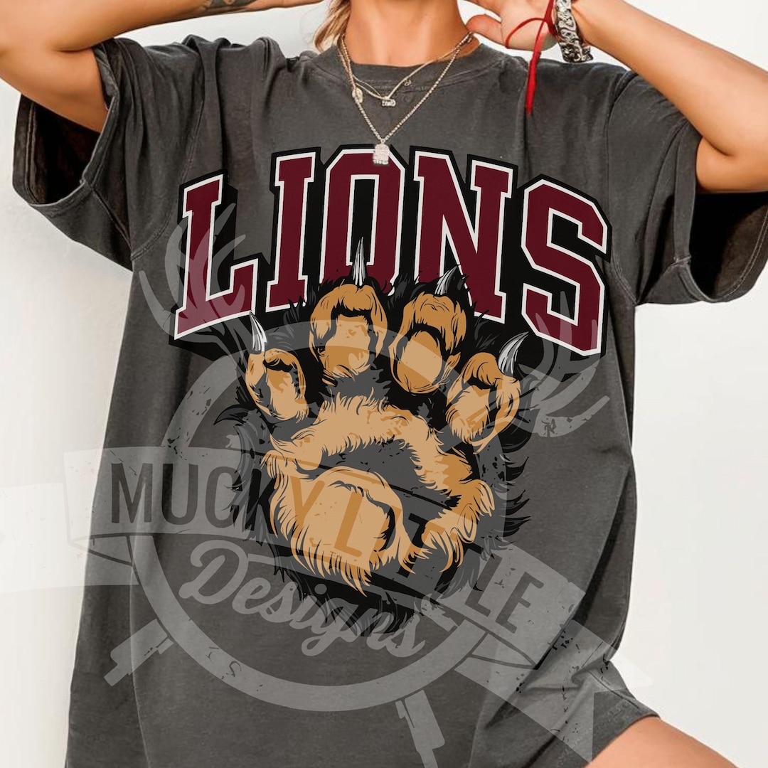 Retro Lion Paw Design PNG: Mascot T-shirt Sublimation (digital Download ...
