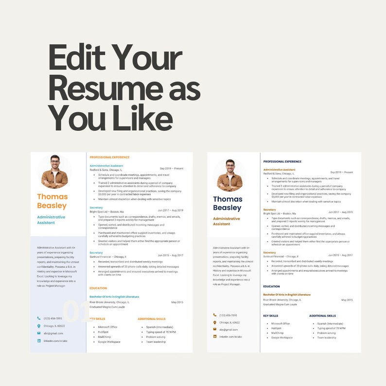 Sleek and Modern Resume Template Bundle Word Pages Google - Etsy