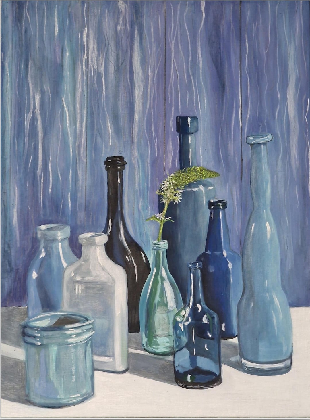 Blue Bottles Still Life Painting – Original Acrylic Art on Canvas ...
