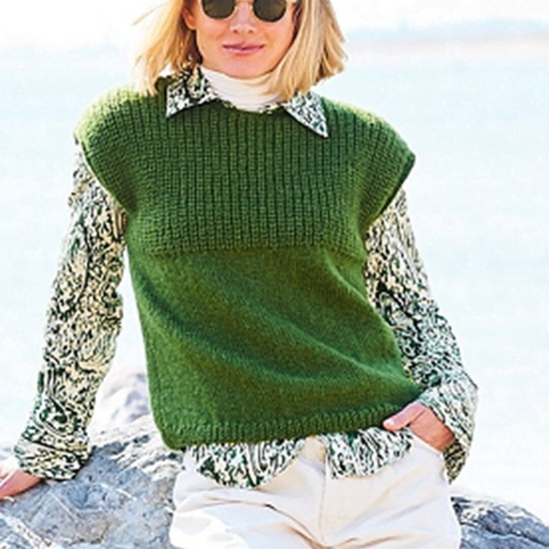 CLOSING SALE Knitting Pattern PDF Simple Sleeveless V or Round Neck ...