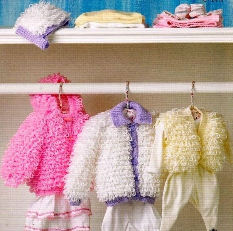 Vintage Knitting Pattern PDF Baby Toddler Loopy Jacket Bolero Hat ...
