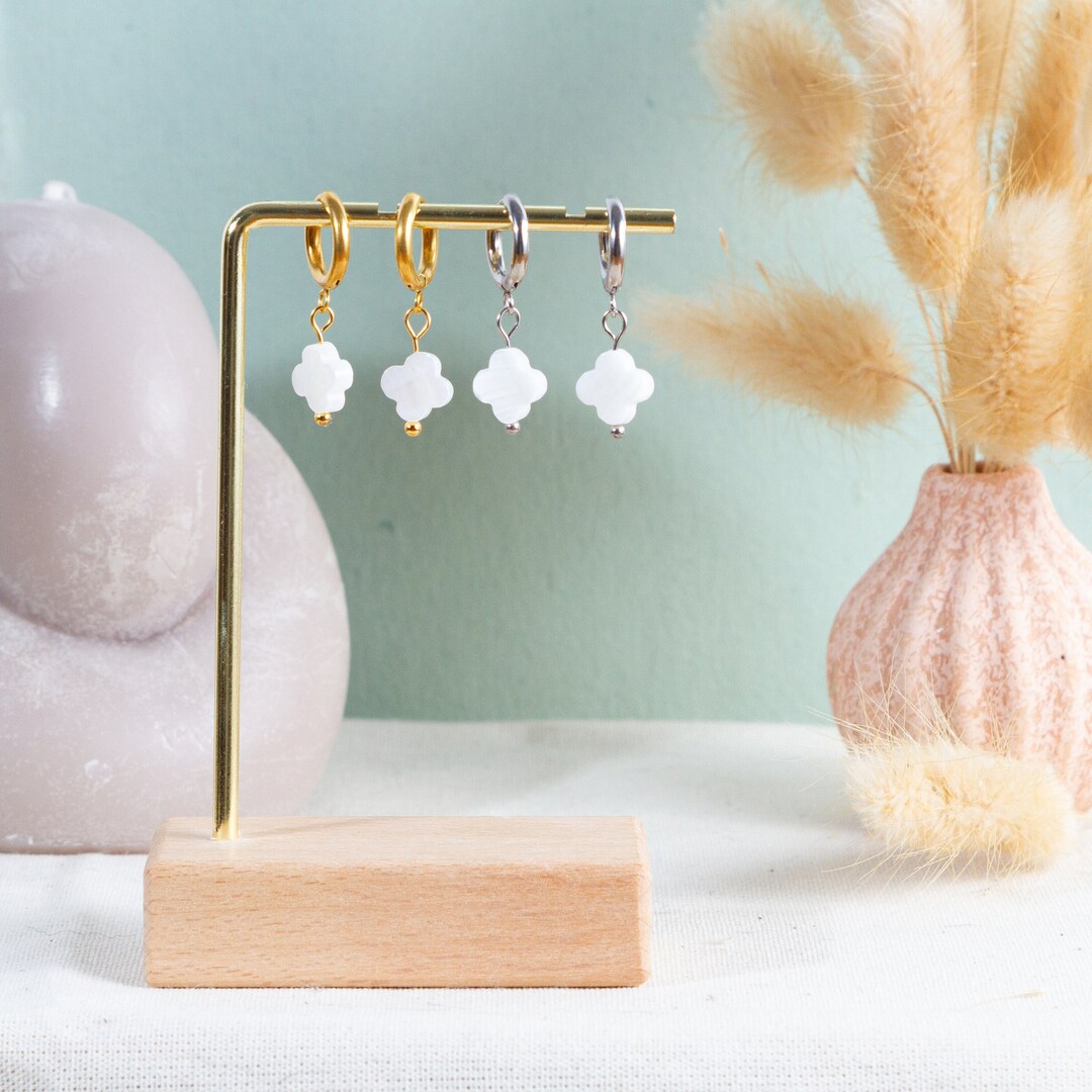 Mother-of-pearl Flower Buckle, Dangling Earring. - Etsy