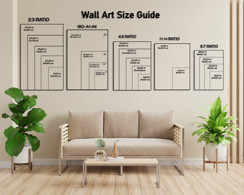 Wall Art Size Guide Poster Size Chart Frame Sizing Mockup - Etsy Canada
