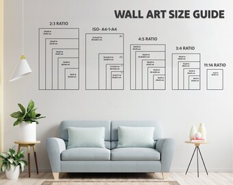Wall Art Size Guide Poster Size Chart Frame Sizing Mockup Wall Display ...