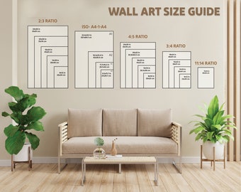 Wall Art Size Guide Poster Size Chart Frame Sizing Mockup Wall Display ...