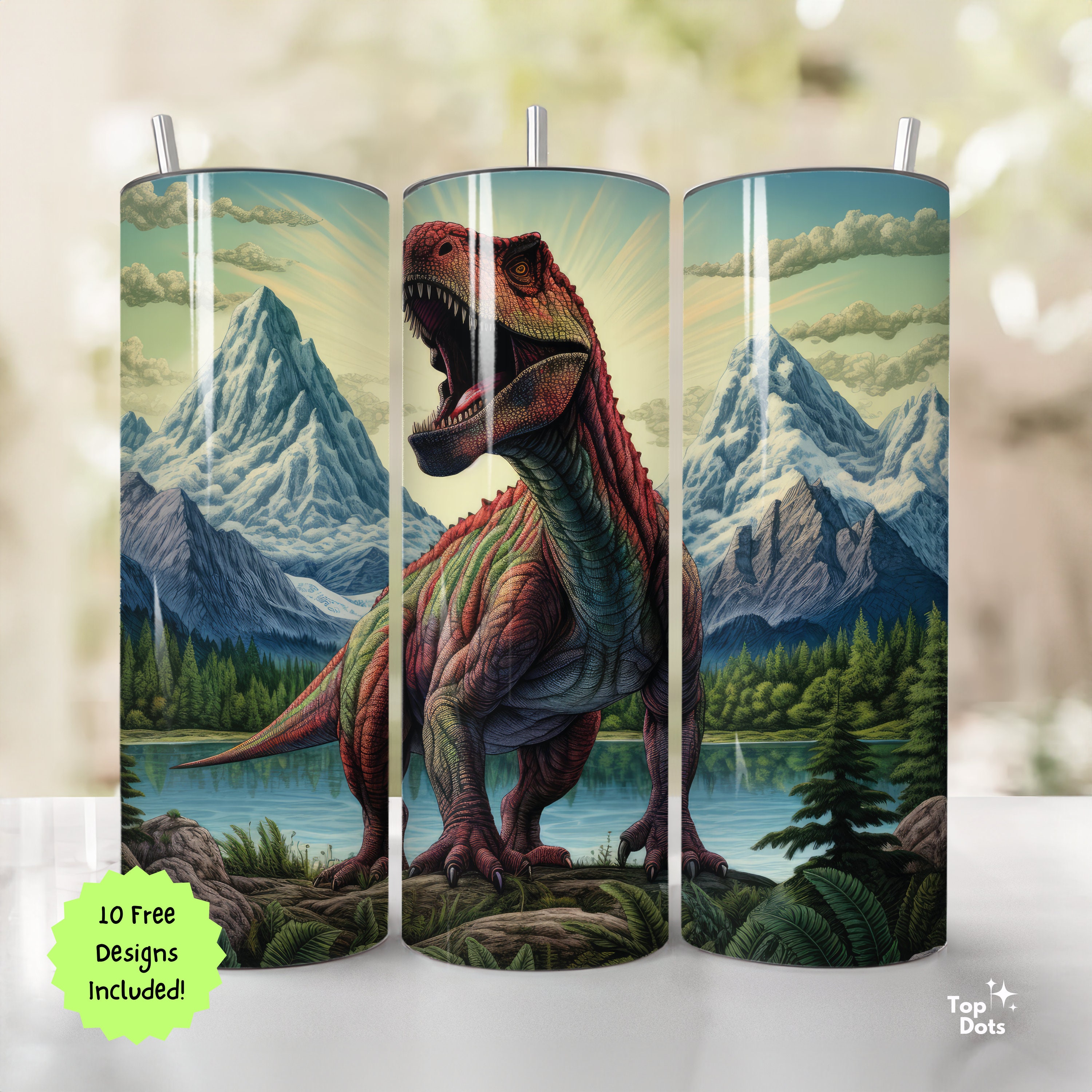Trex Dinosaur Tumbler Wrap, 20 Oz Tyrannosaurus Rex Outdoor Adventure ...