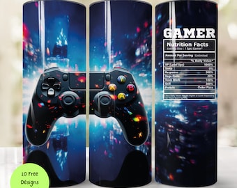 Gaming Tumbler Wrap, 20 Oz Gamer Controller Decal PNG for Sublimation ...
