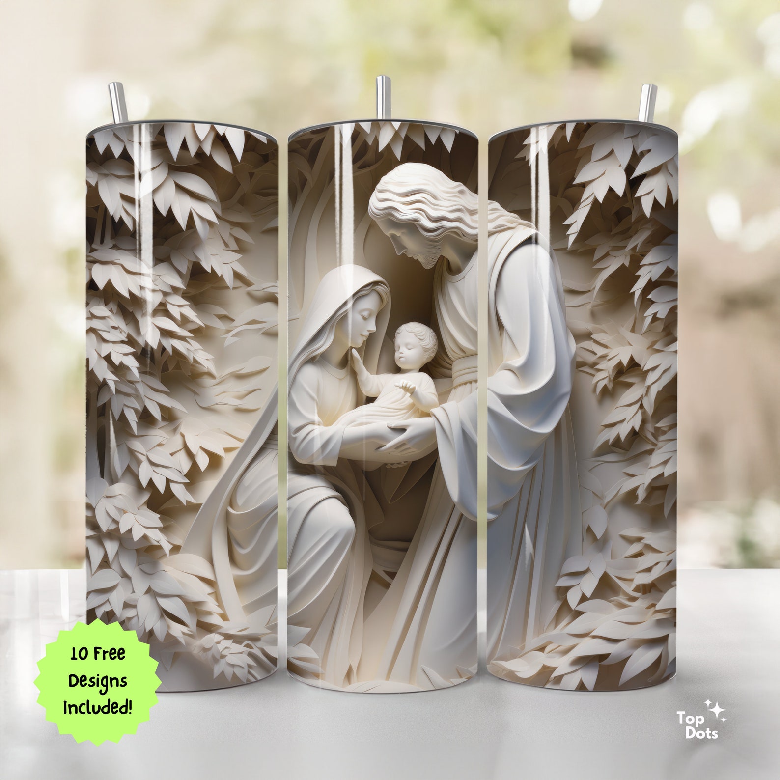 Nativity Scene Tumbler Wrap, 20 Oz 3D Christian Nativity Scene Marble ...