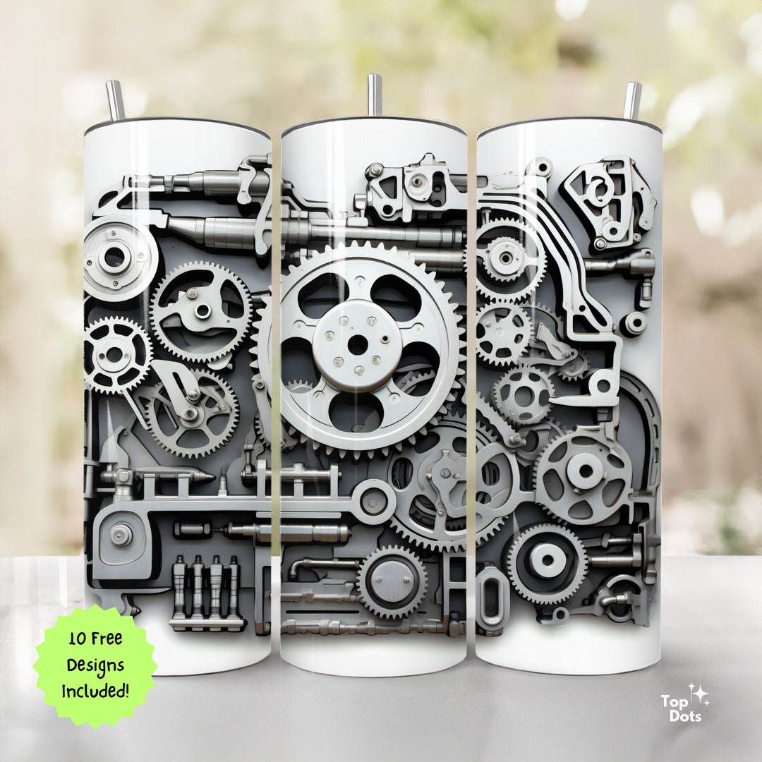 Mechanic Tumbler Wrap, 20 Oz Engine Seamless PNG, Straight & Tapered ...