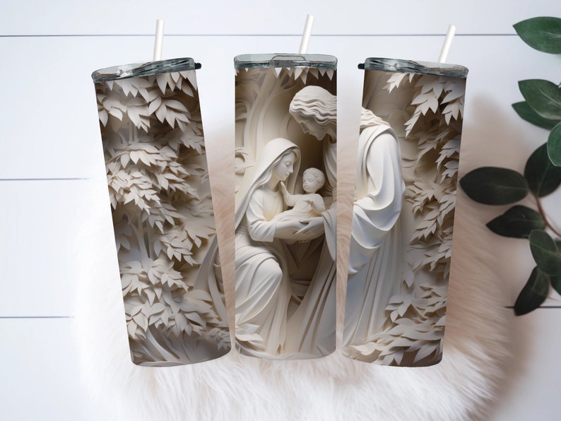 Nativity Scene Tumbler Wrap, 20 Oz 3D Christian Nativity Scene Marble ...