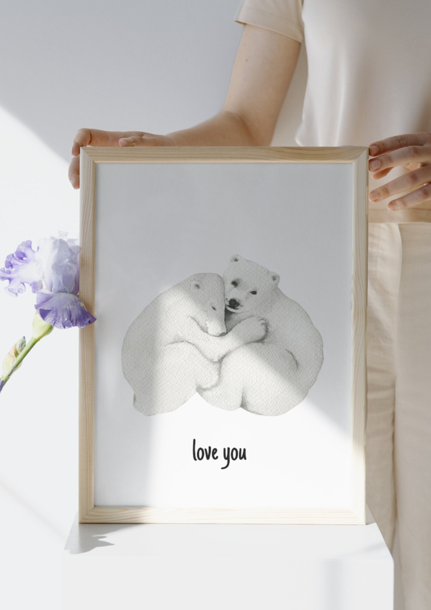 Polar Bears Poster Valentine's Day Gift Love Love Poster or Digital ...