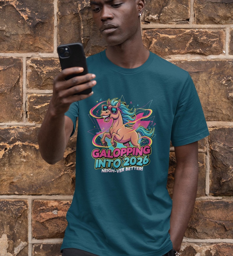 2026 Year of the Horse T-shirt, Funny Galloping Into 2026 Neigh Ver ...
