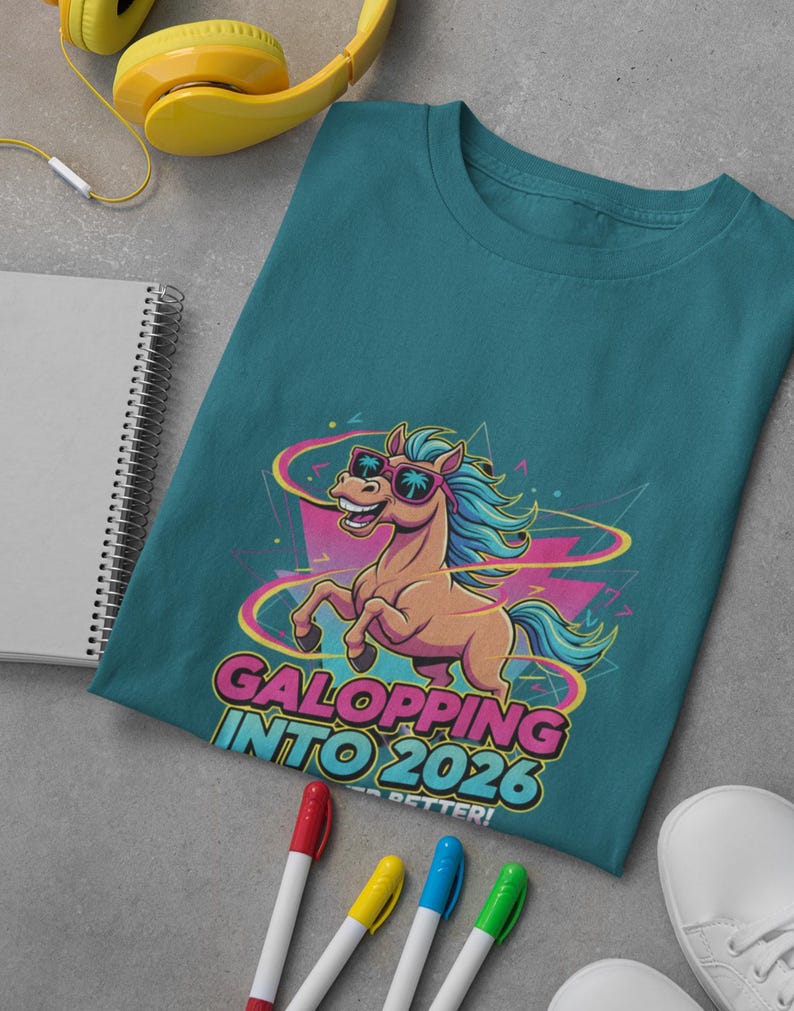 2026 Year of the Horse T-shirt, Funny Galloping Into 2026 Neigh Ver ...