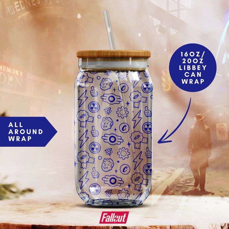 16oz 20oz Libbey Can Glass Cup Design Wrap Fallout Inspired - Etsy