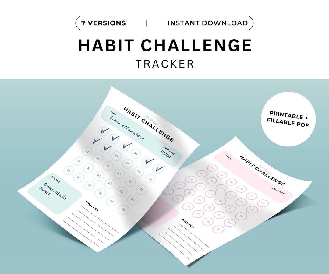 Habit Tracker Challenge, Motivational Habit Tracker for Tracking Goals ...
