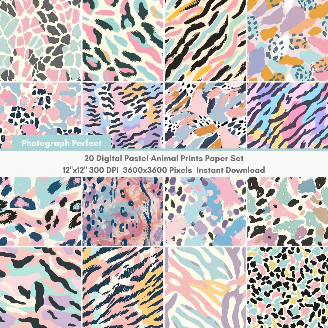 20 Digital Animal Print Patterns Journaling Scrapbook Background ...
