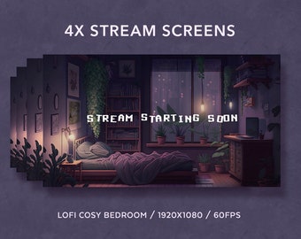 Animated Stream Screens X5 Twitch Overlay Retro Lofi - Etsy