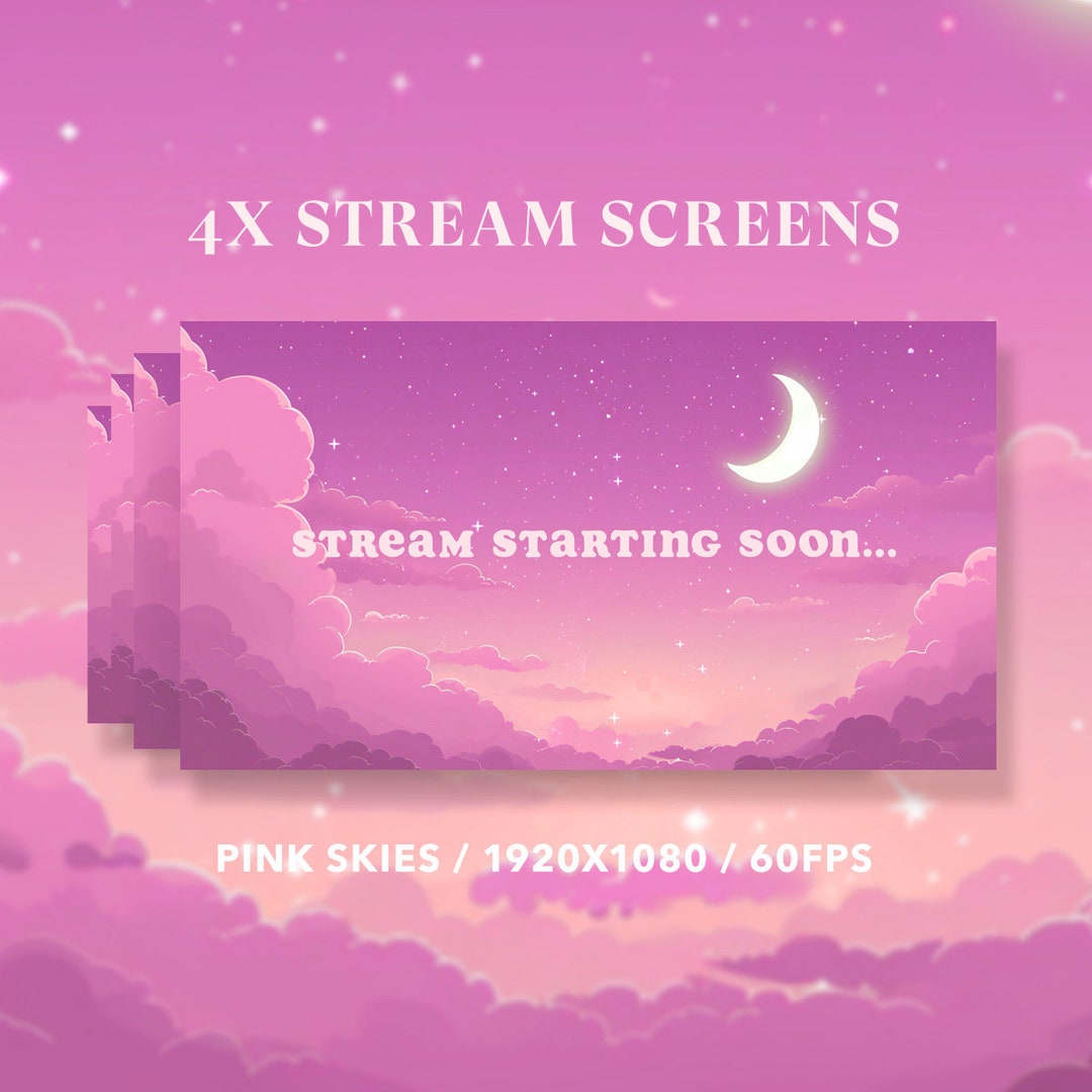 4x Stream Screens | Cosy Pink Lofi Sky | Starting Soon Screen | Stream ...