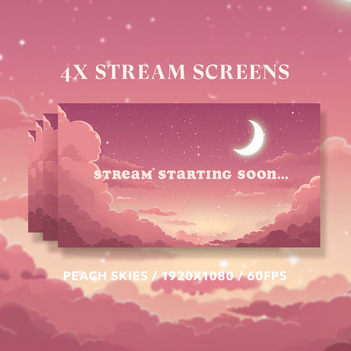 4x Stream Screens Cosy Peach Lofi Sky Starting Soon Screen Stream ...
