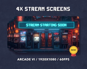 4x Stream Screens | Cyberpunk Arcade | Starting Soon Screen | Stream ...