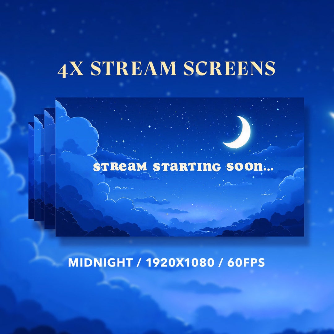 4x Stream Screens | Cosy Blue Lofi Sky | Starting Soon Screen | Stream ...