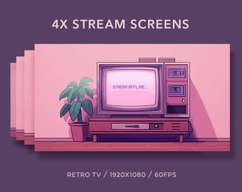 Twitch Overlay Retro Neon Stream Screens Animated - Etsy